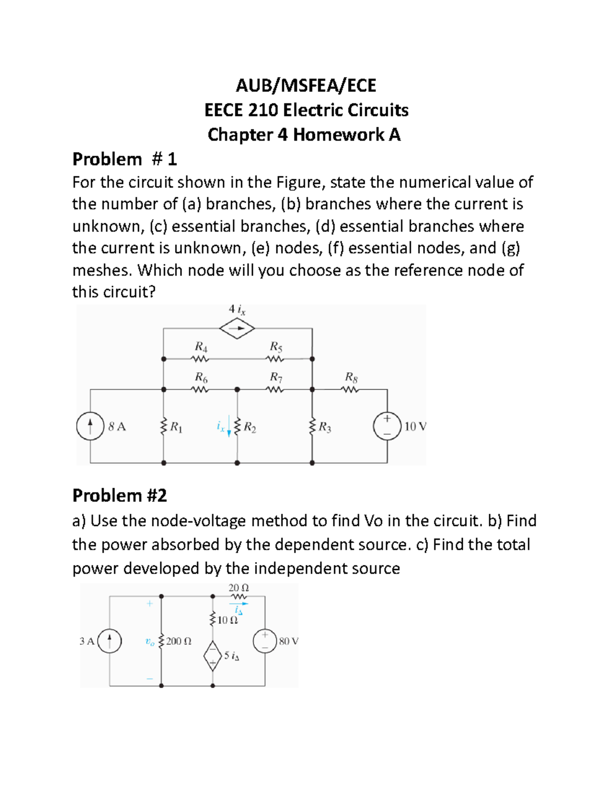 Chapter 4 Homework A - important exercises for chap 4 - AUB/MSFEA/ECE ...