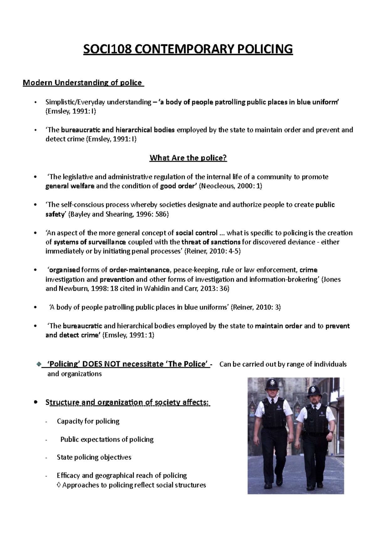 SOCI108 Contemporary Policing - SOCI108 CONTEMPORARY POLICING Modern ...