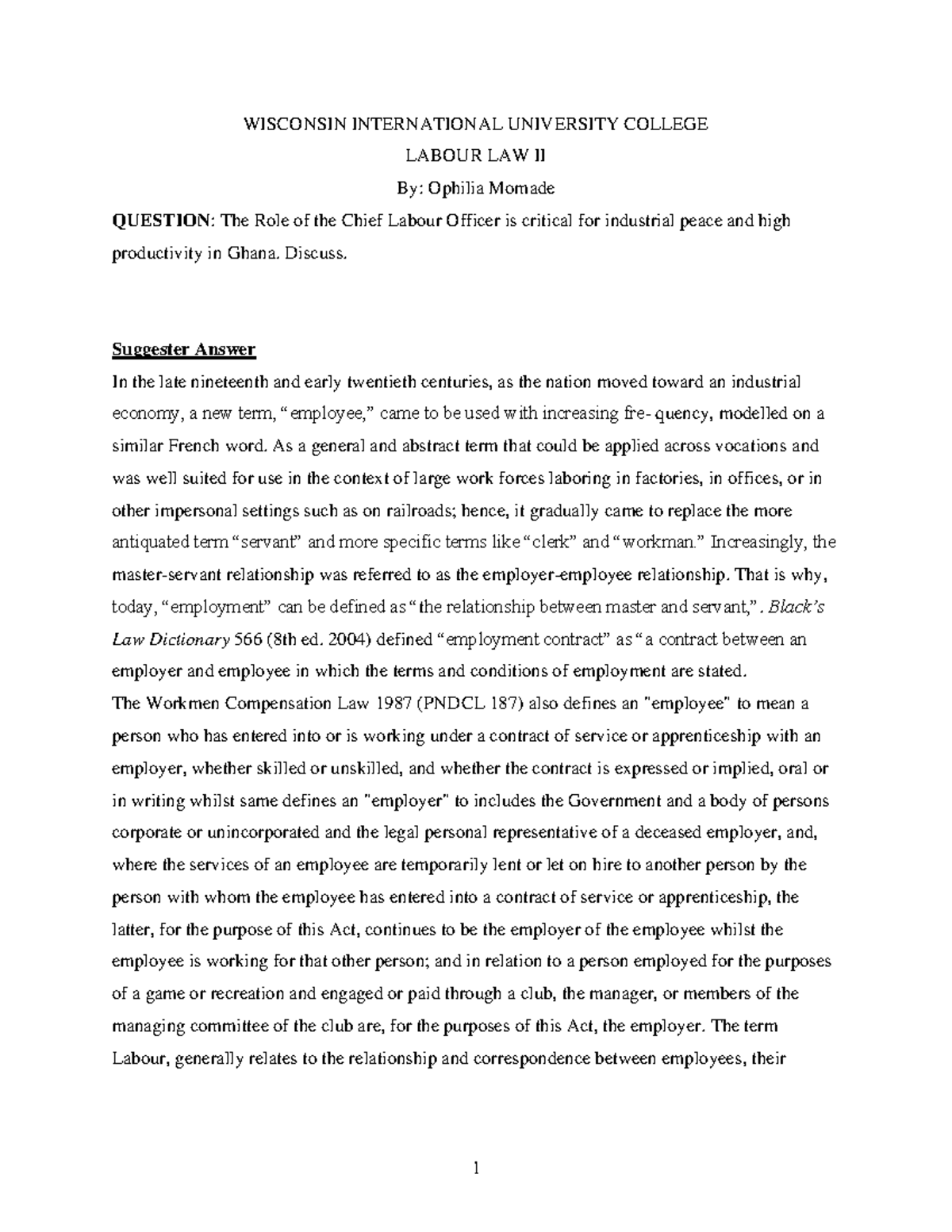 The Role of the Chief Labour Officer under Ghanaian law - WISCONSIN ...