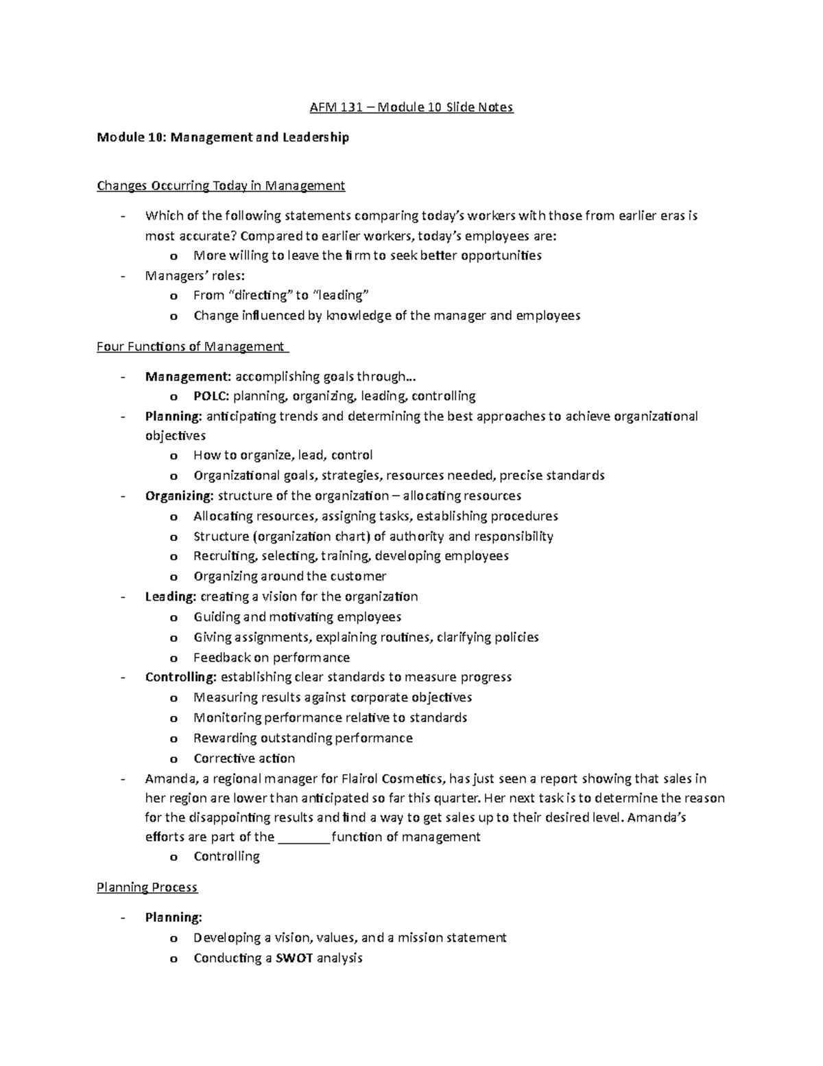 Module 10 Slide Notes - AFM 131 Module 10 Slide Notes Module 10 ...