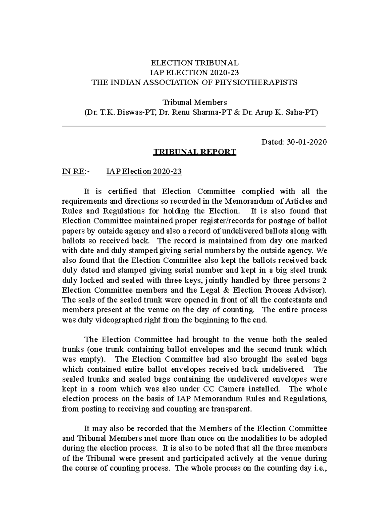 Election Tribunal Report 2020 2023 890300326 - ELECTION TRIBUNAL IAP ...