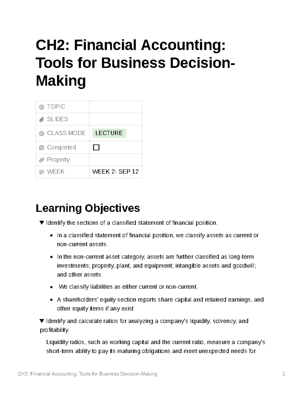 CH2 Financial Accounting Tools for Business Decision-Making - CH2 ...