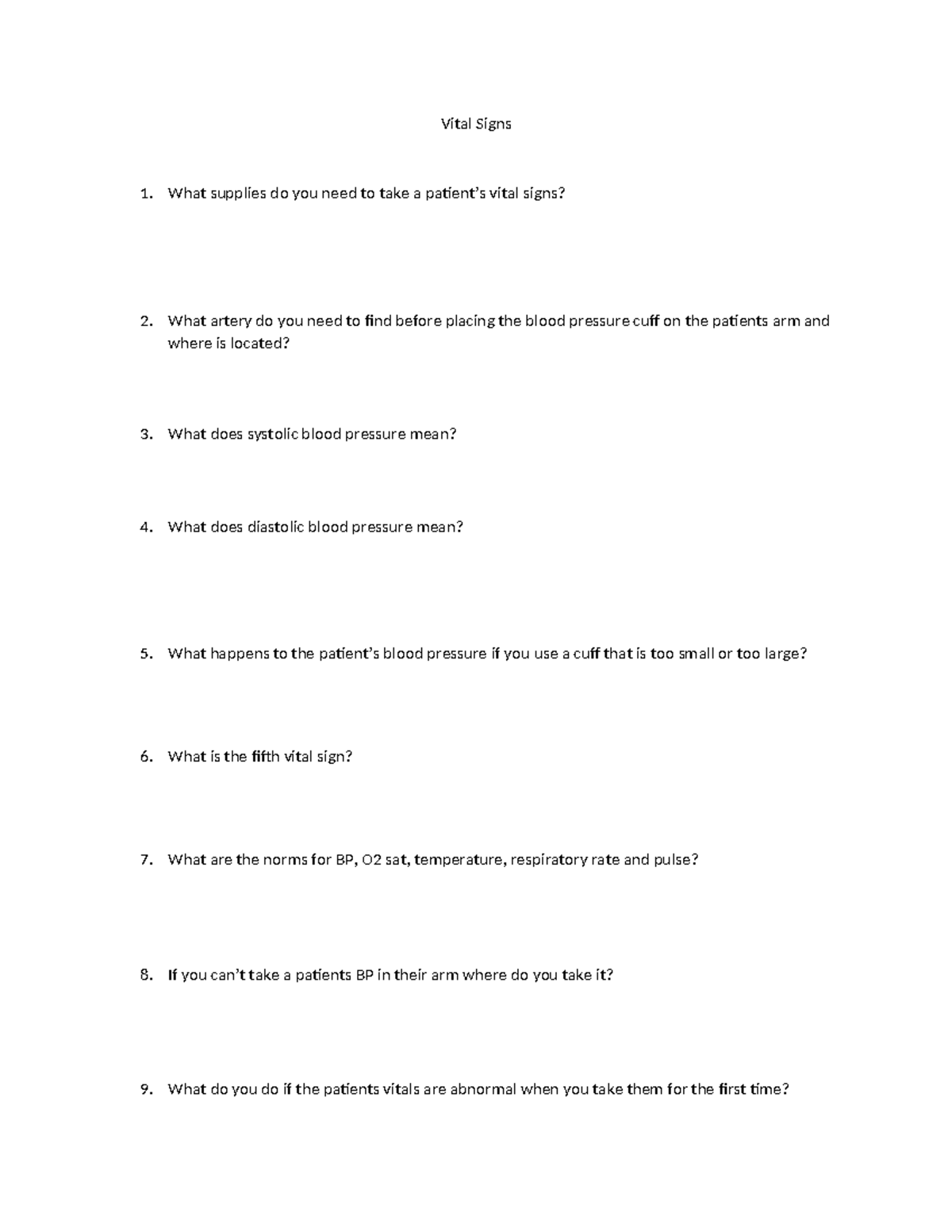 Vital Sign Worksheet (1)-1 - Vital Signs What supplies do you need to ...