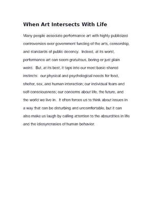 What are the four basic elements of performance art - It can be any ...