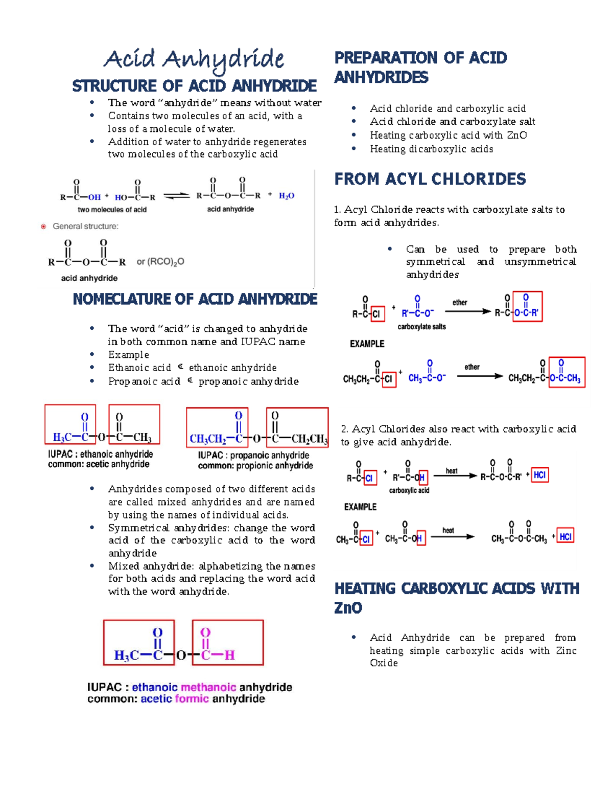 Structure OF ACID Anhydride Inorganic Chem part 25 Summary - STRUCTURE ...