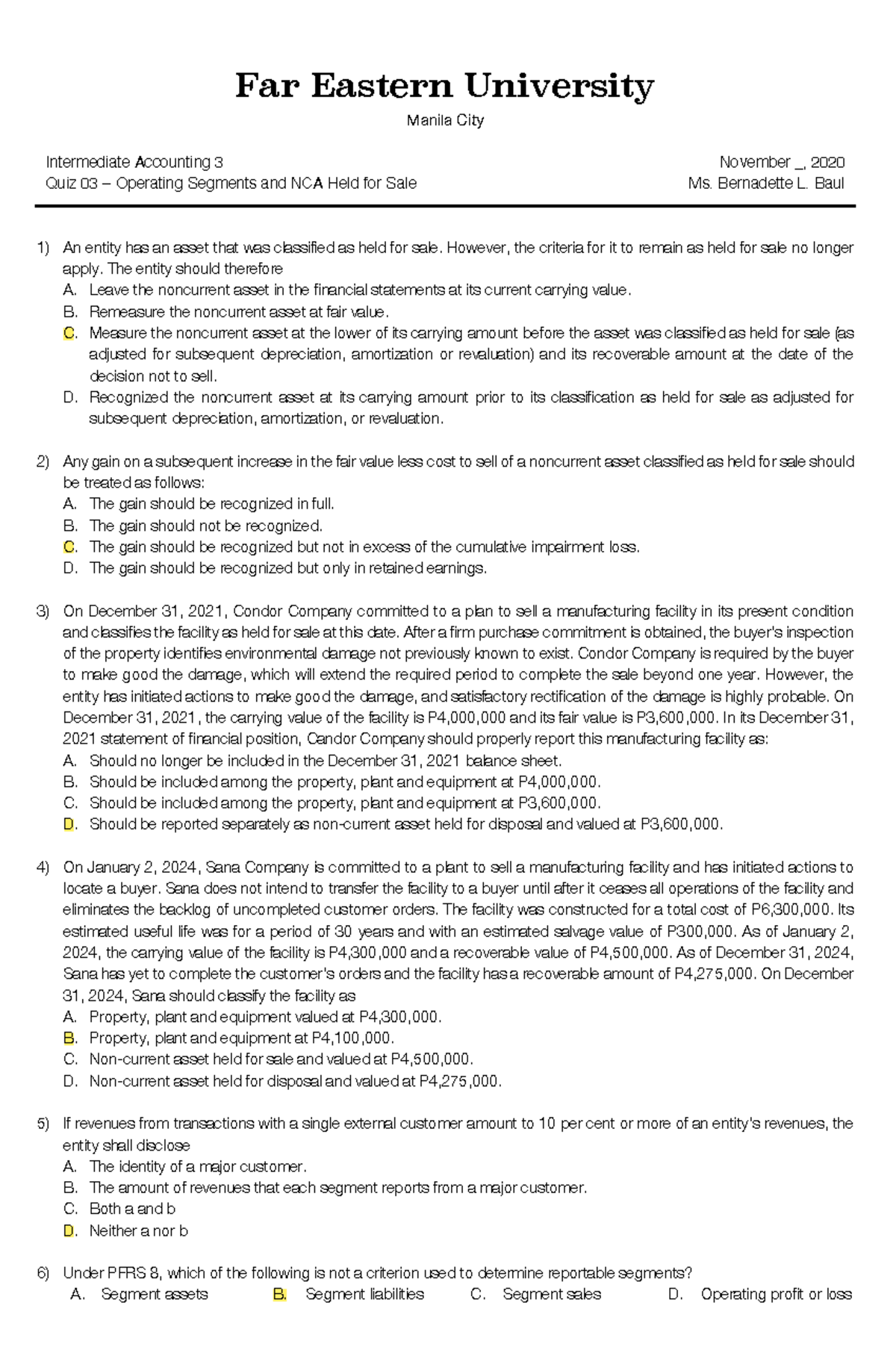 Far REVIEWER NCA-HFS - Far Eastern University Manila City Intermediate ...