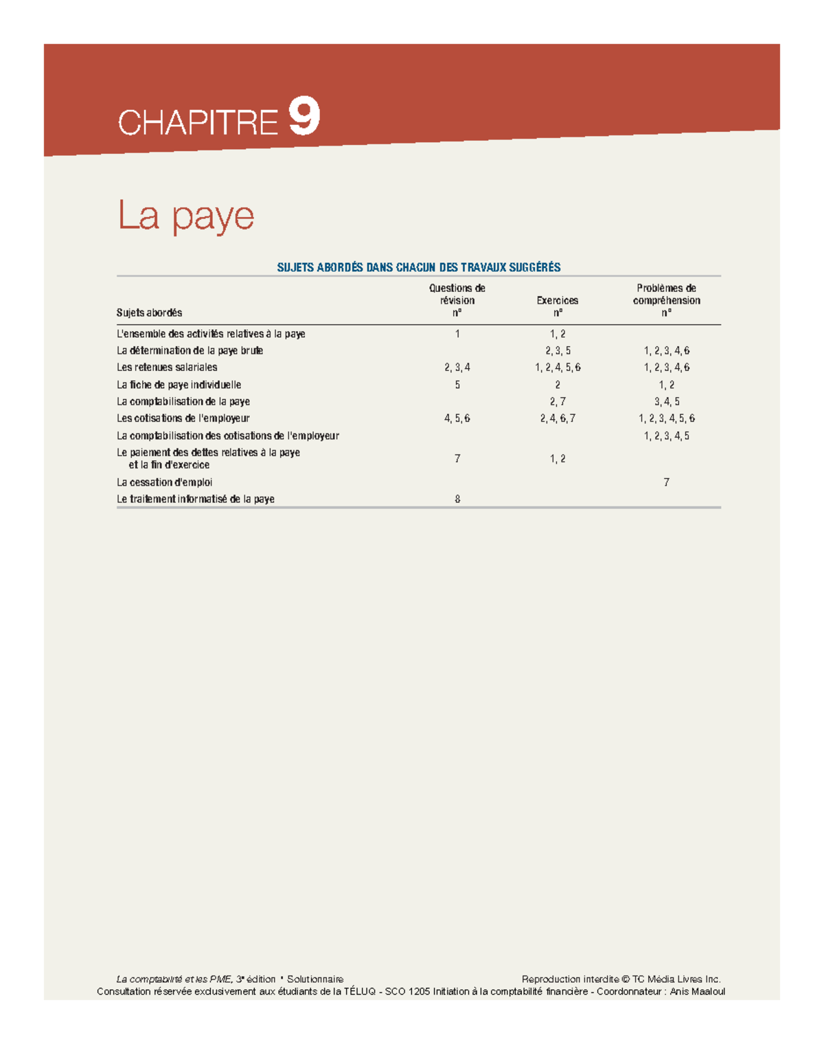 Solutionnaire semaine 9 - La comptabilité et les PME, 3 e édition · Solutionnaire Reproduction ...