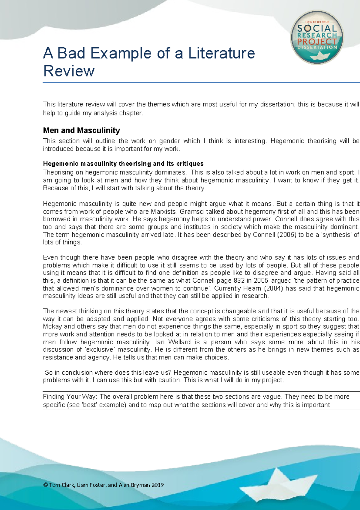 Clark et al 1e A Bad Example of a Literature Review - A Bad Example of ...