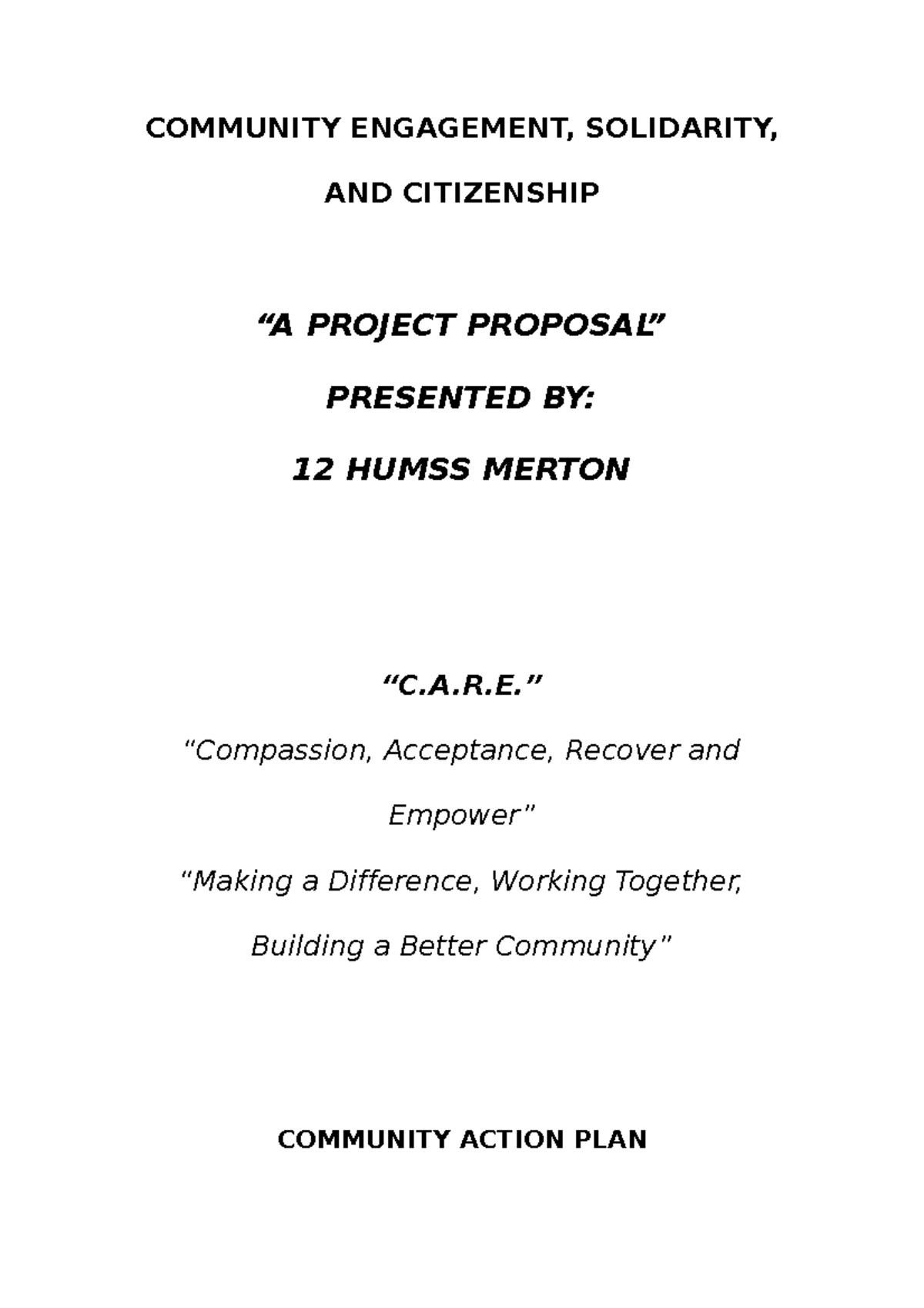 Action Programmmmm - lol - COMMUNITY ENGAGEMENT, SOLIDARITY, AND ...