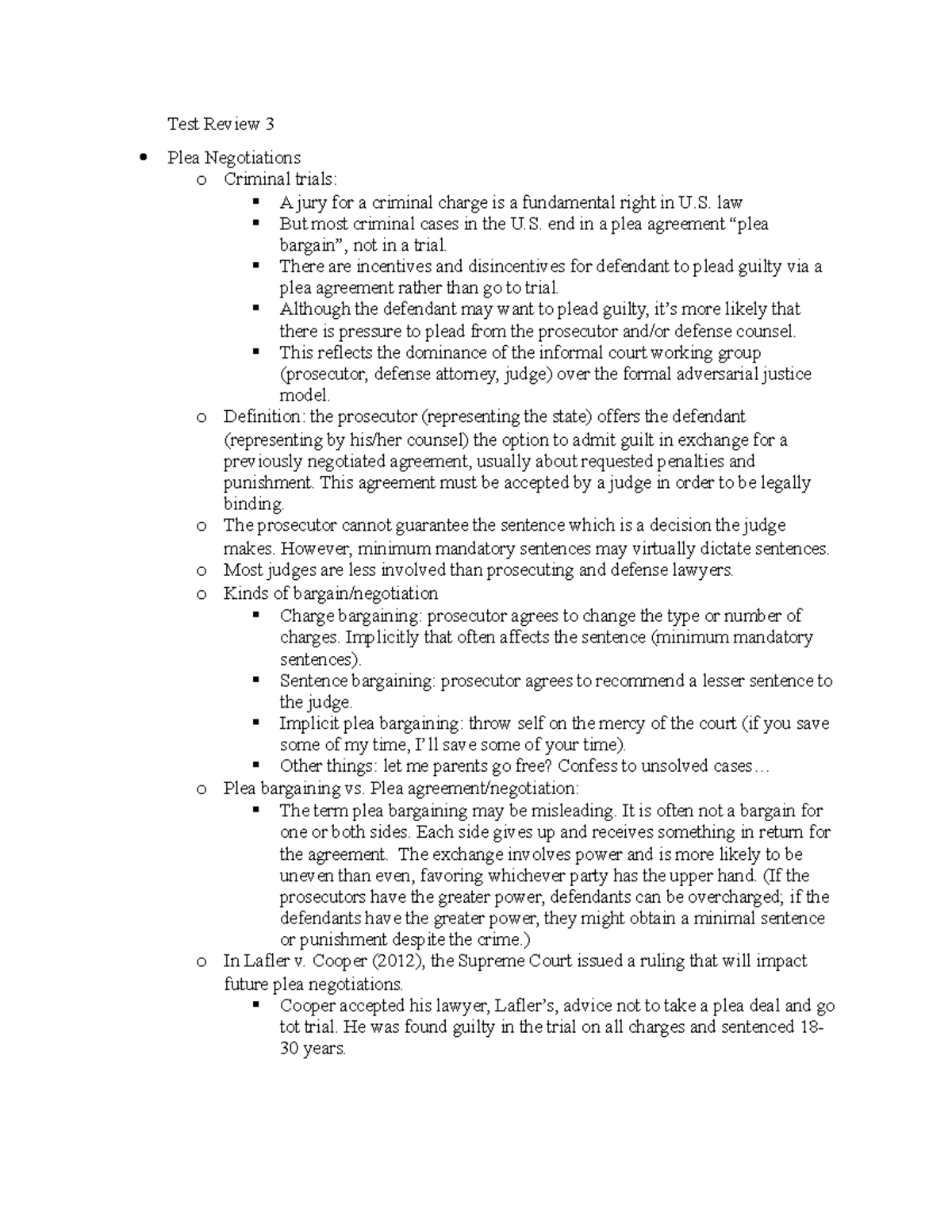 Test Review 3 - Summary Introduction to Criminal Justice - Test Review ...