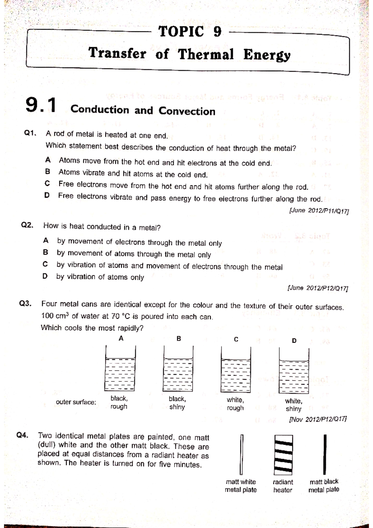 Transfer Heat Mcqs - Practice Questions - 0625 - Studocu