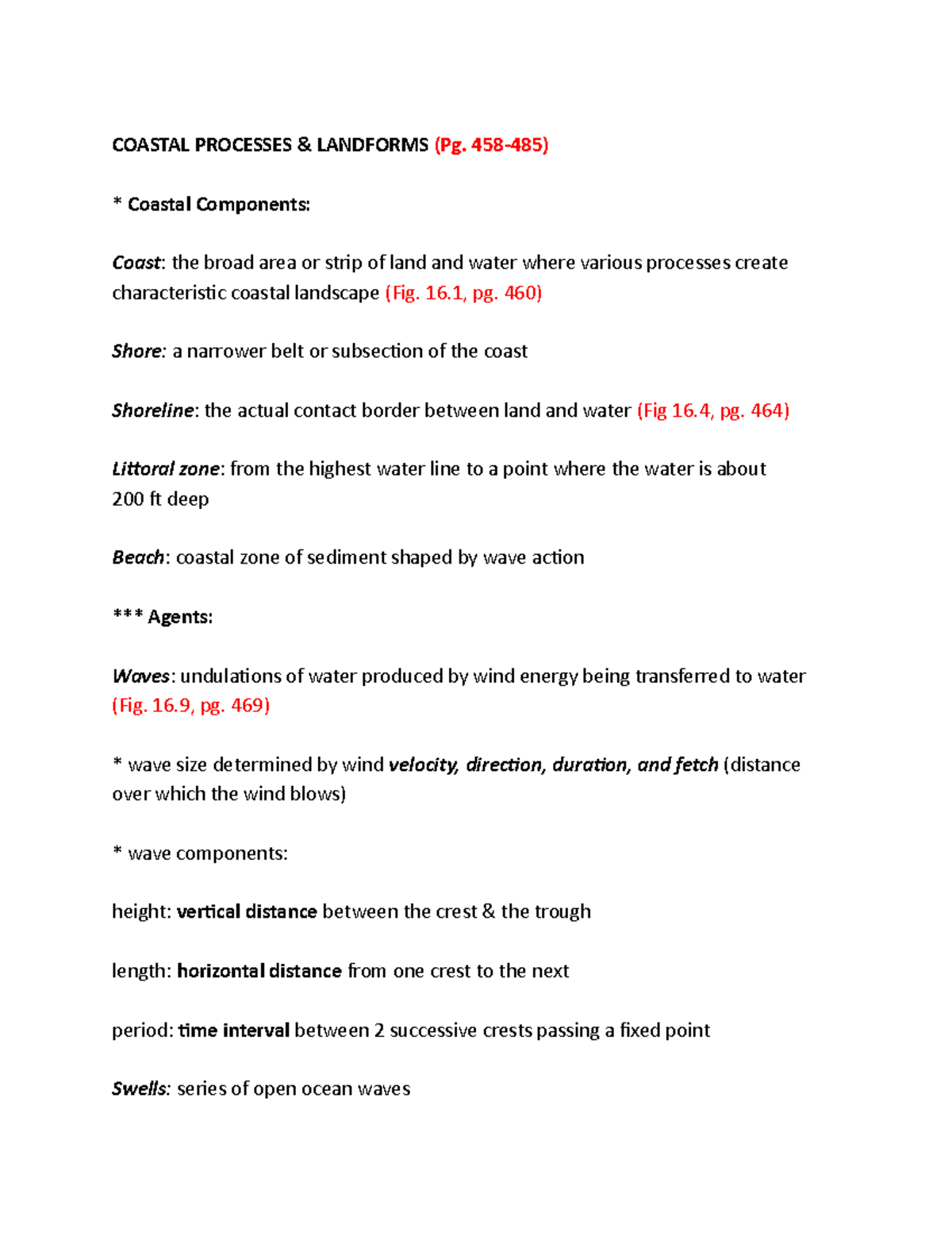 Lecture 33 - COASTAL PROCESSES & LANDFORMS (Pg. 458-485) * Coastal ...
