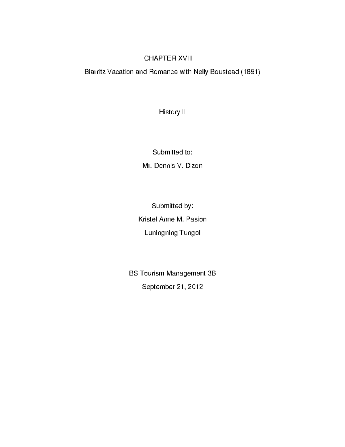 Feismo - Summary Information Technology - CHAPTER XVIII Biarritz Vacation and Romance with Nelly ...