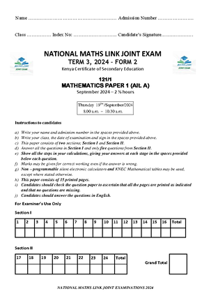 FORM 2 Mathematics Opener - - Studocu