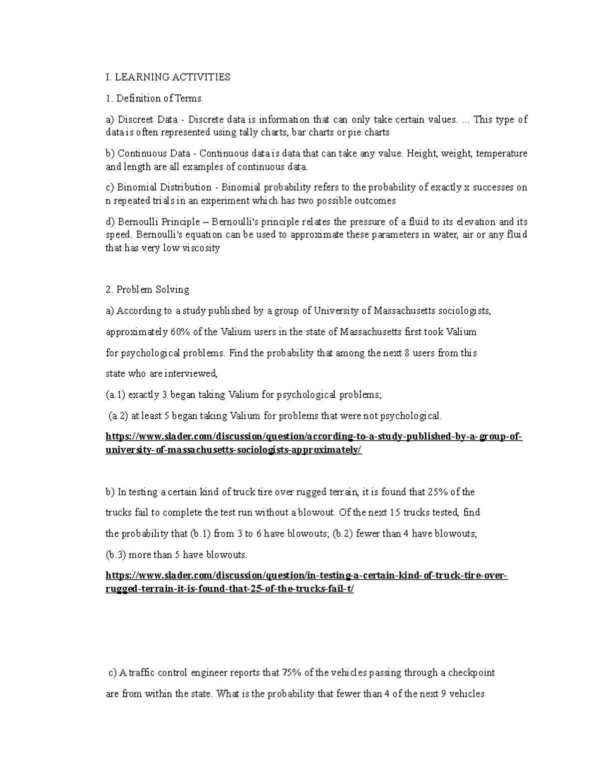 Data Analysis Module 4 Notes I Learning Activities Definition Of Terms A Discreet Data