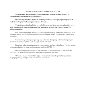 Balita 1 - An example of news writing article. This would help you in ...