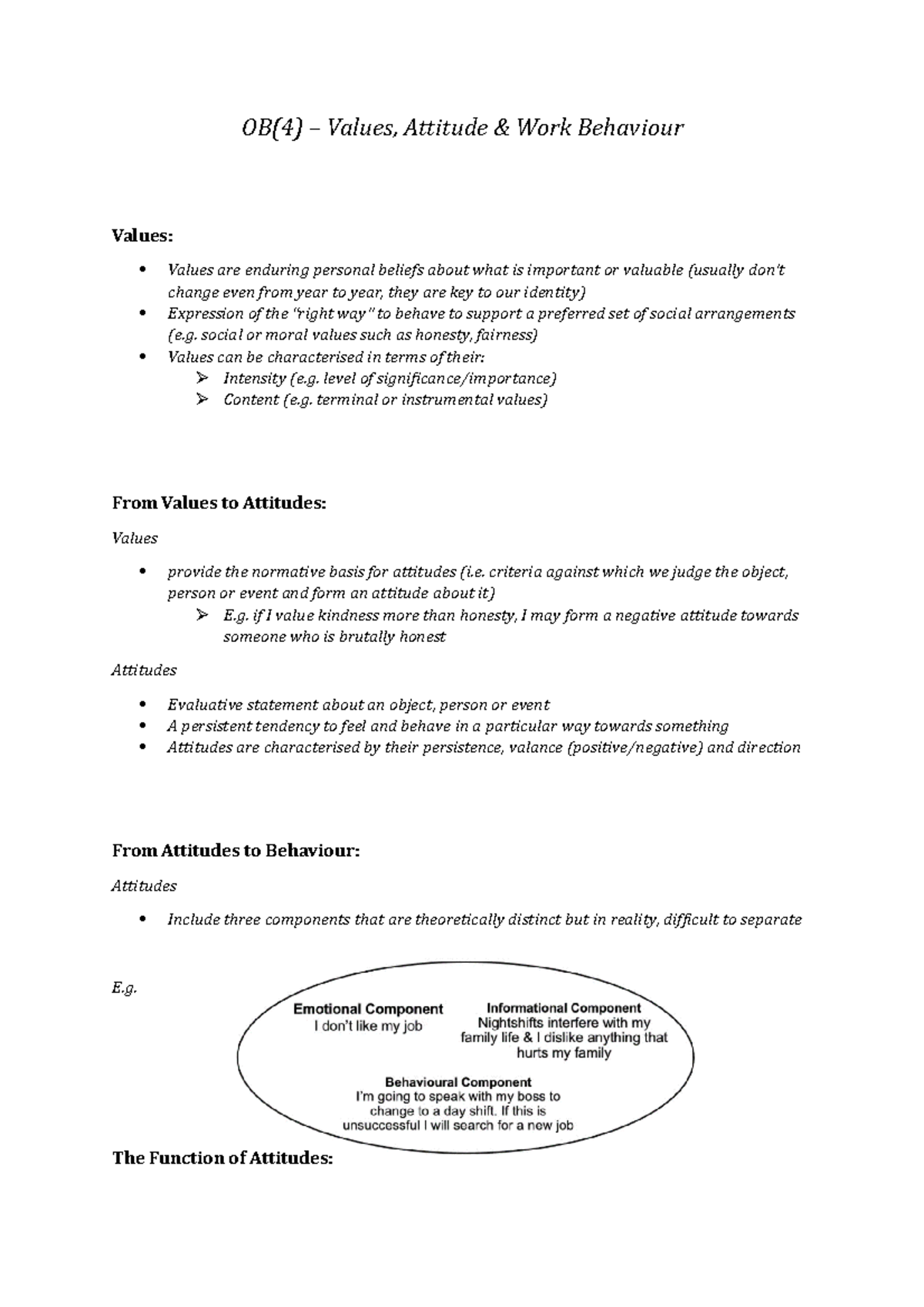 OB(4) – Values, Attitude & Work Behaviour - OB(4) – Values, Attitude ...