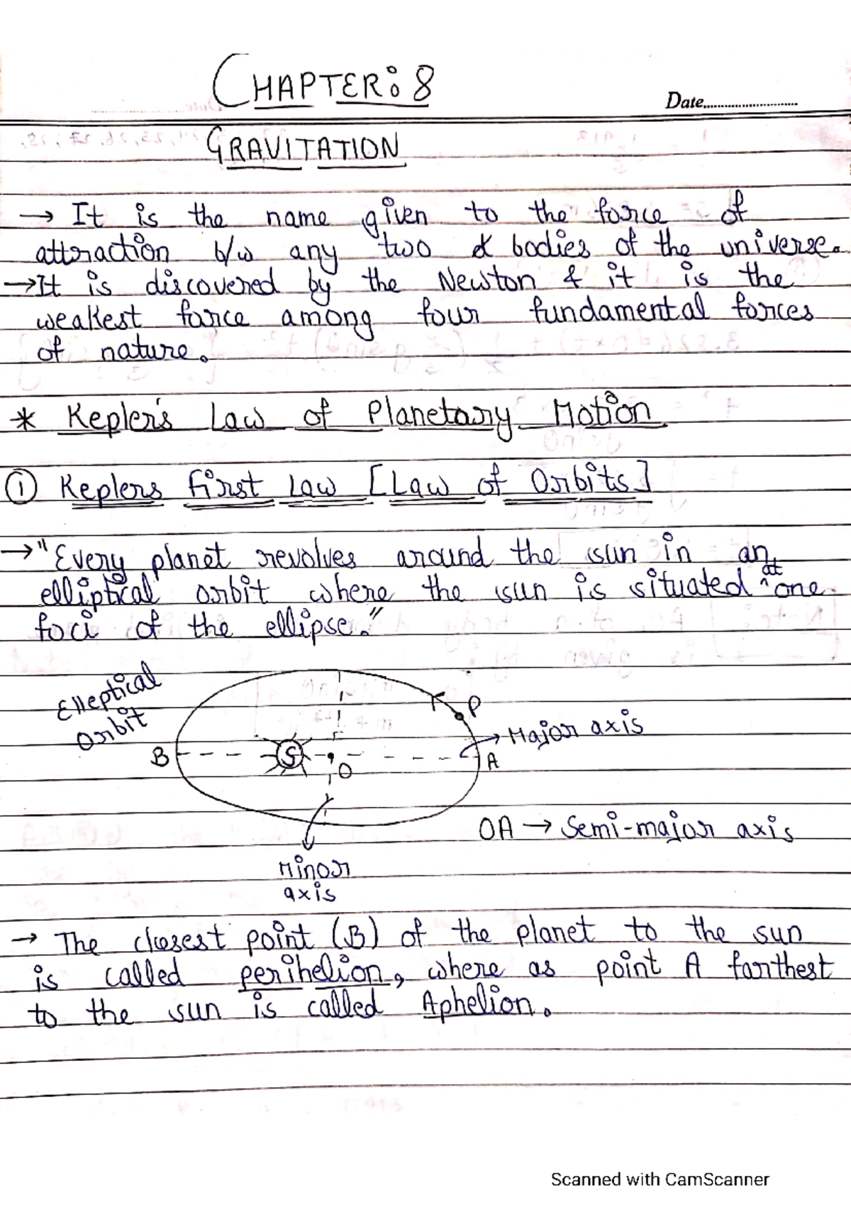 11th, Gravitation, Notes - Physics - Studocu