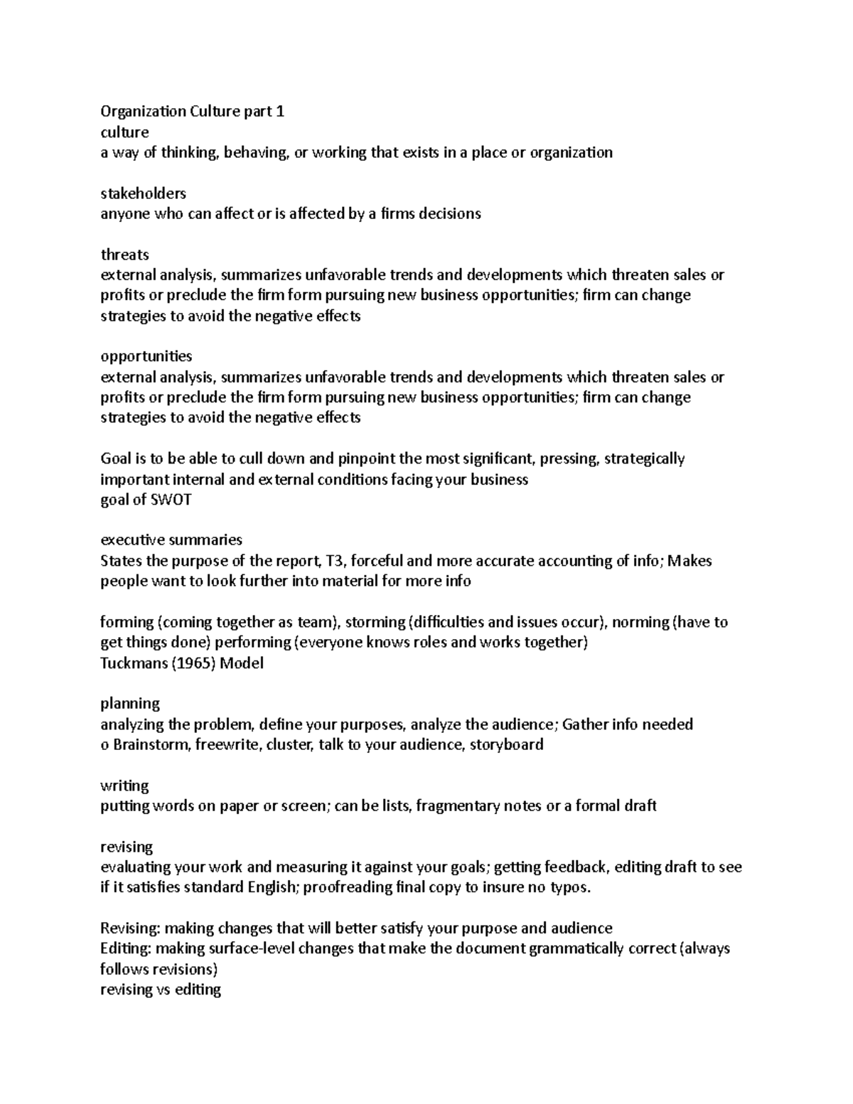 Organization Culture part 1 - Revising: making changes that will better ...