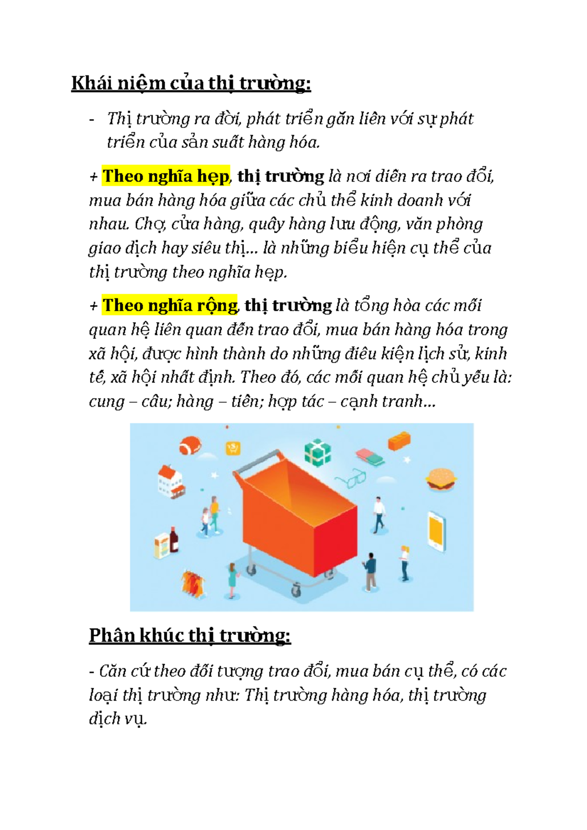 Khái niệm phân khúc thị trường - Khái ni m c a th tr ng:ệ ủ ị ườ Th tr ng ra đ i, phát tri n ...