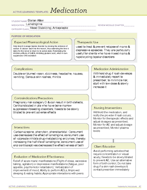 Clonidine med card - ACTIVE LEARNING TEMPLATES THERAPEUTIC PROCEDURE A ...