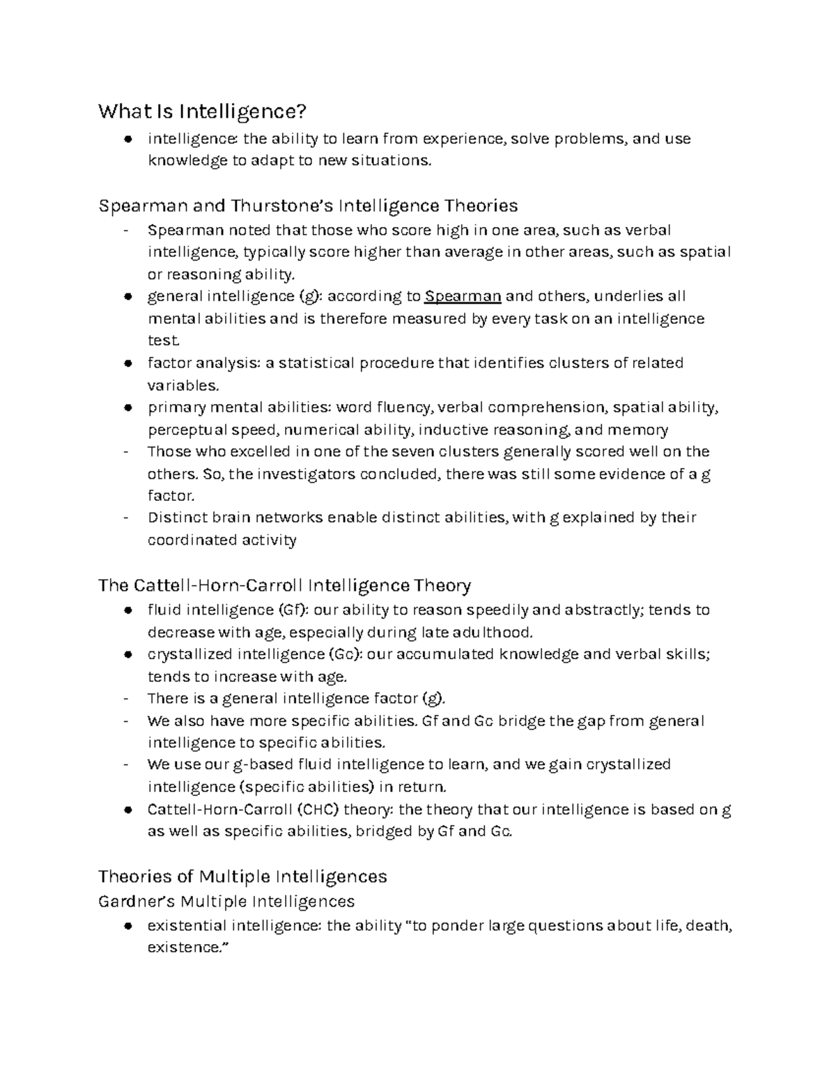 Quiz 5 - Chapter 10 (Intelligence) Notes - What Is Intelligence ...