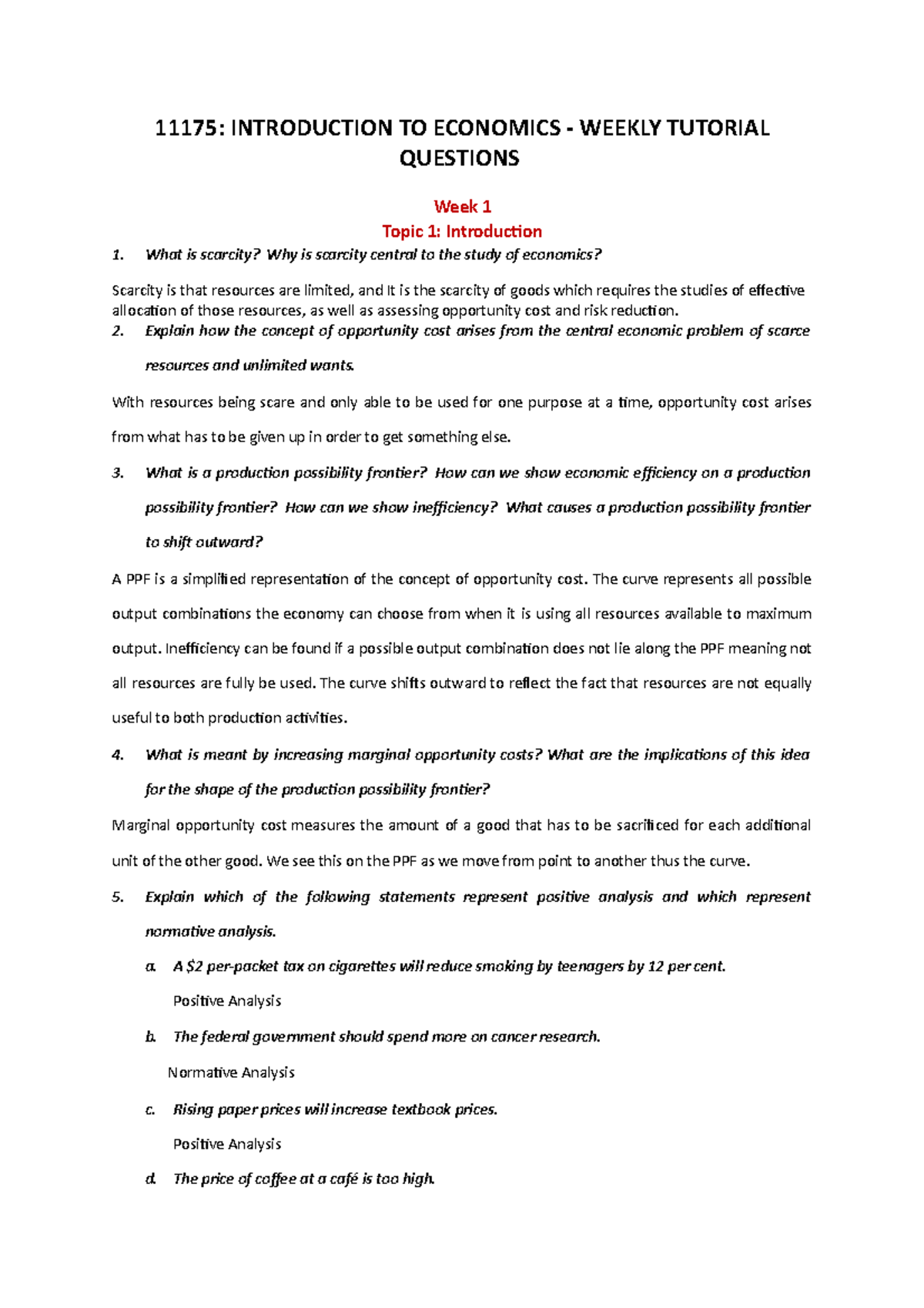 E. Tutorial questions 2021 - 11175: INTRODUCTION TO ECONOMICS - WEEKLY ...