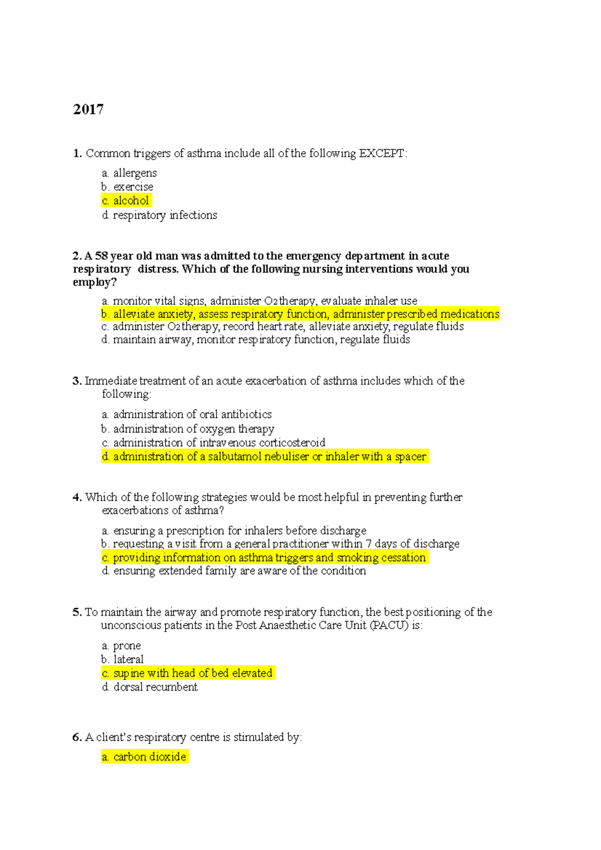 Collated MCQs - answered past paper questions 2016-2019. Includes ...