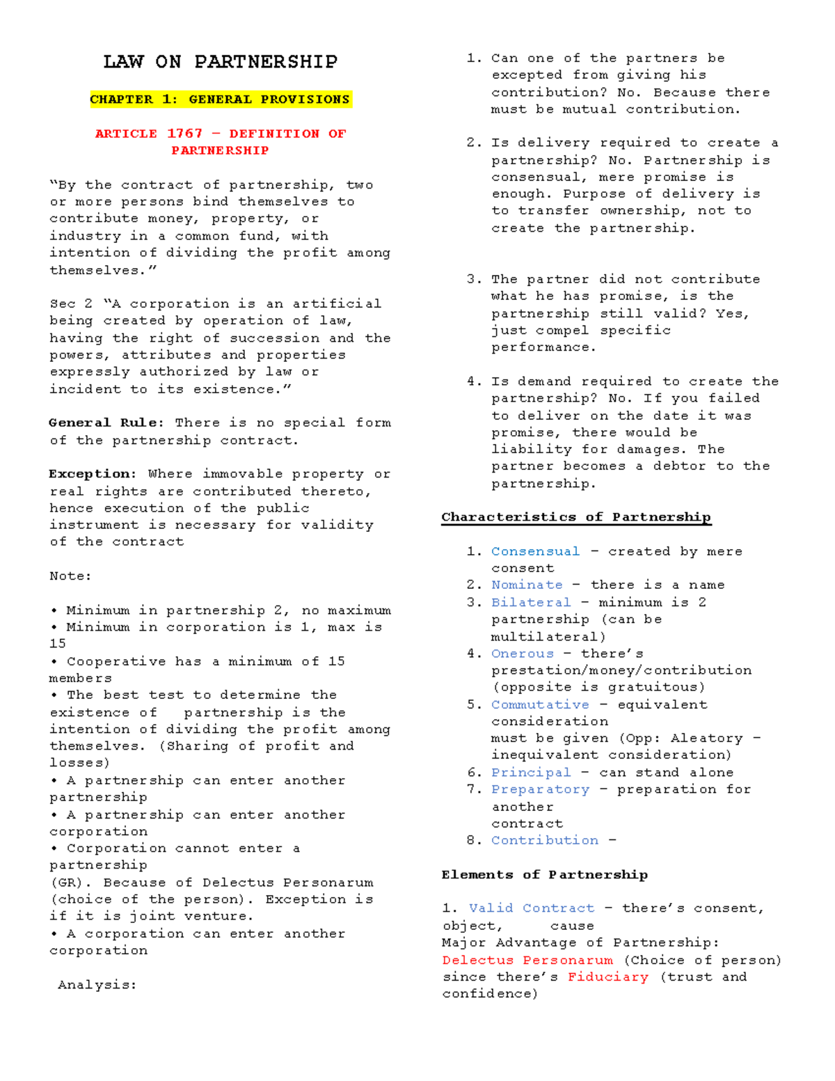 LAW ON Partnership - Sleighhh - LAW ON PARTNERSHIP CHAPTER 1: GENERAL ...