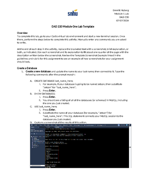 DAD 220 Module Five Activity - Refer to the guidelines and rubric for ...