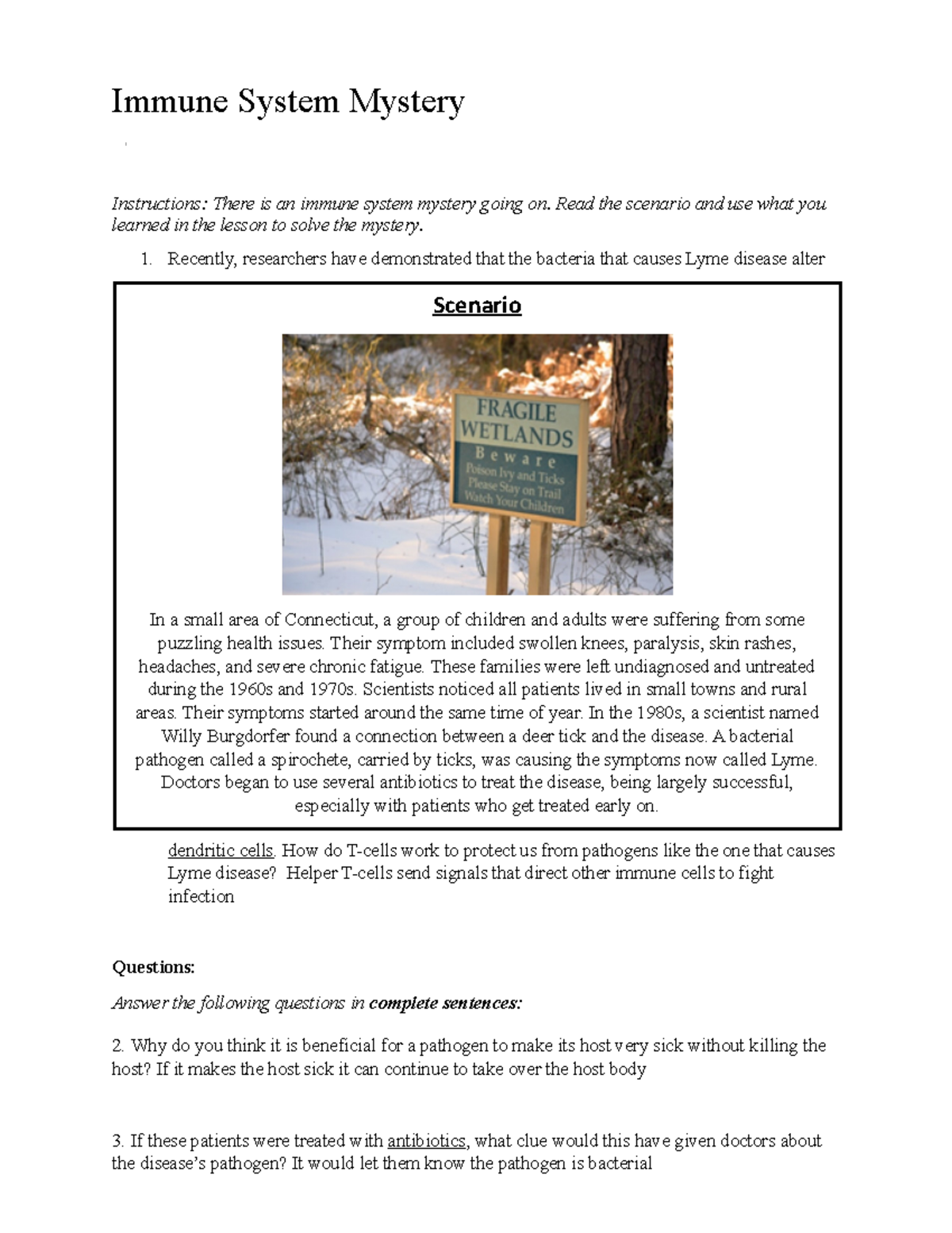 06 08 immune system mystery assignment - Immune System Mystery ...