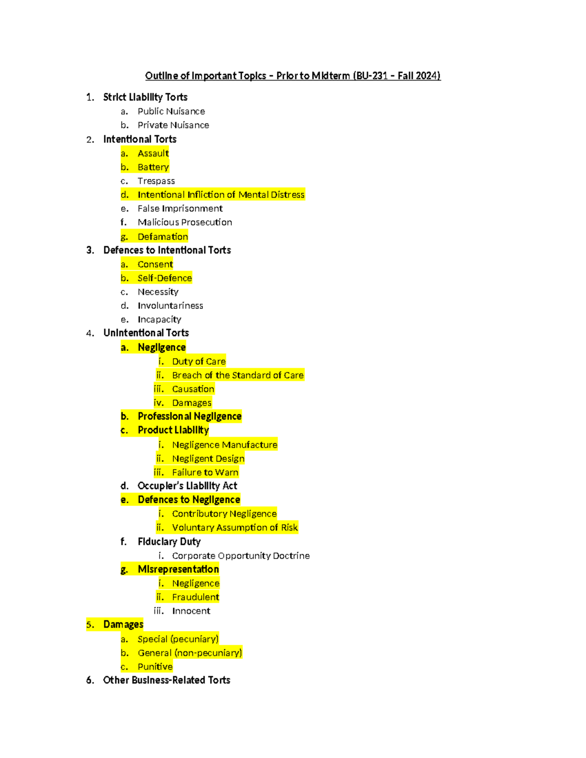Midterm Outline - Outline of Important Topics – Prior to Midterm (BU ...