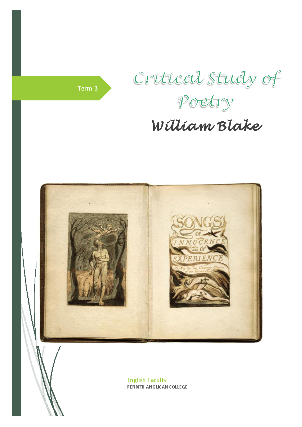 William Blake Poetry Book - Term 3 William Blake English Faculty ...