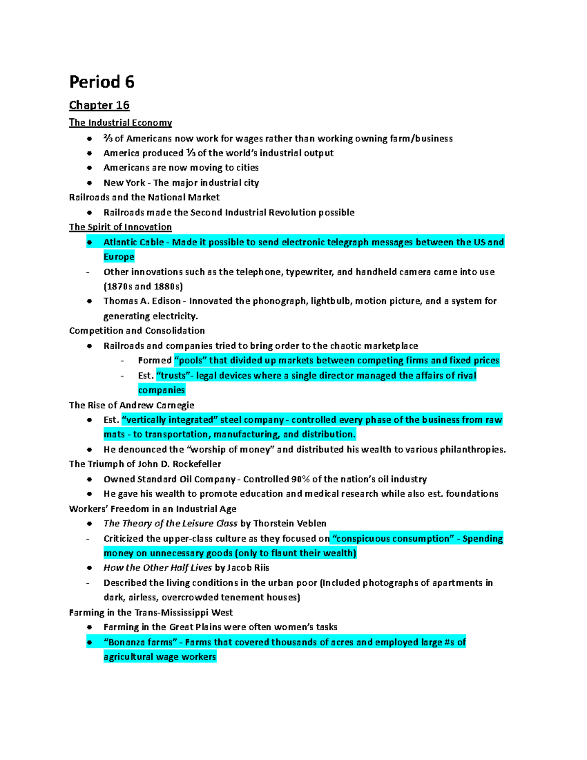 Chapter 16 Notes - Period 6 Chapter 16 The Industrial Economy ⅔ of ...