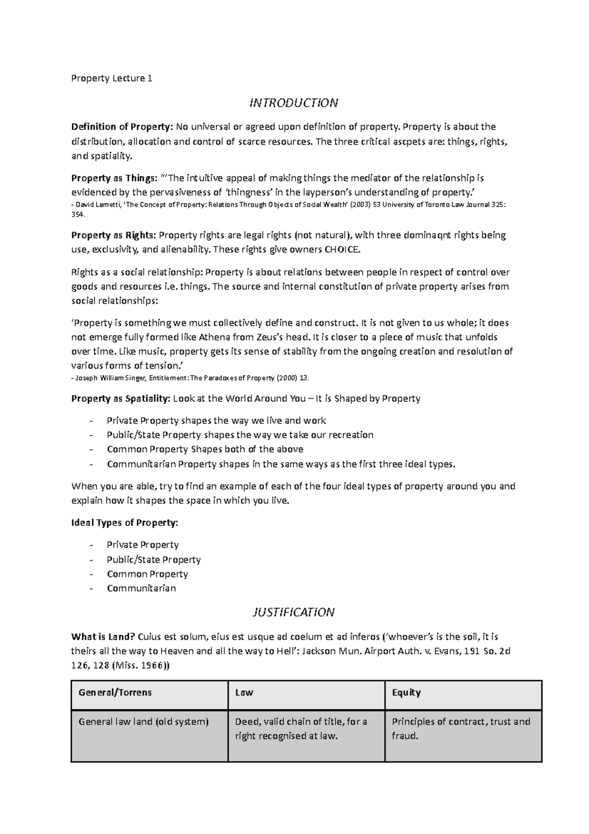 Property Lecture 1 - Lec 1 Notes - Property Lecture 1 INTRODUCTION ...