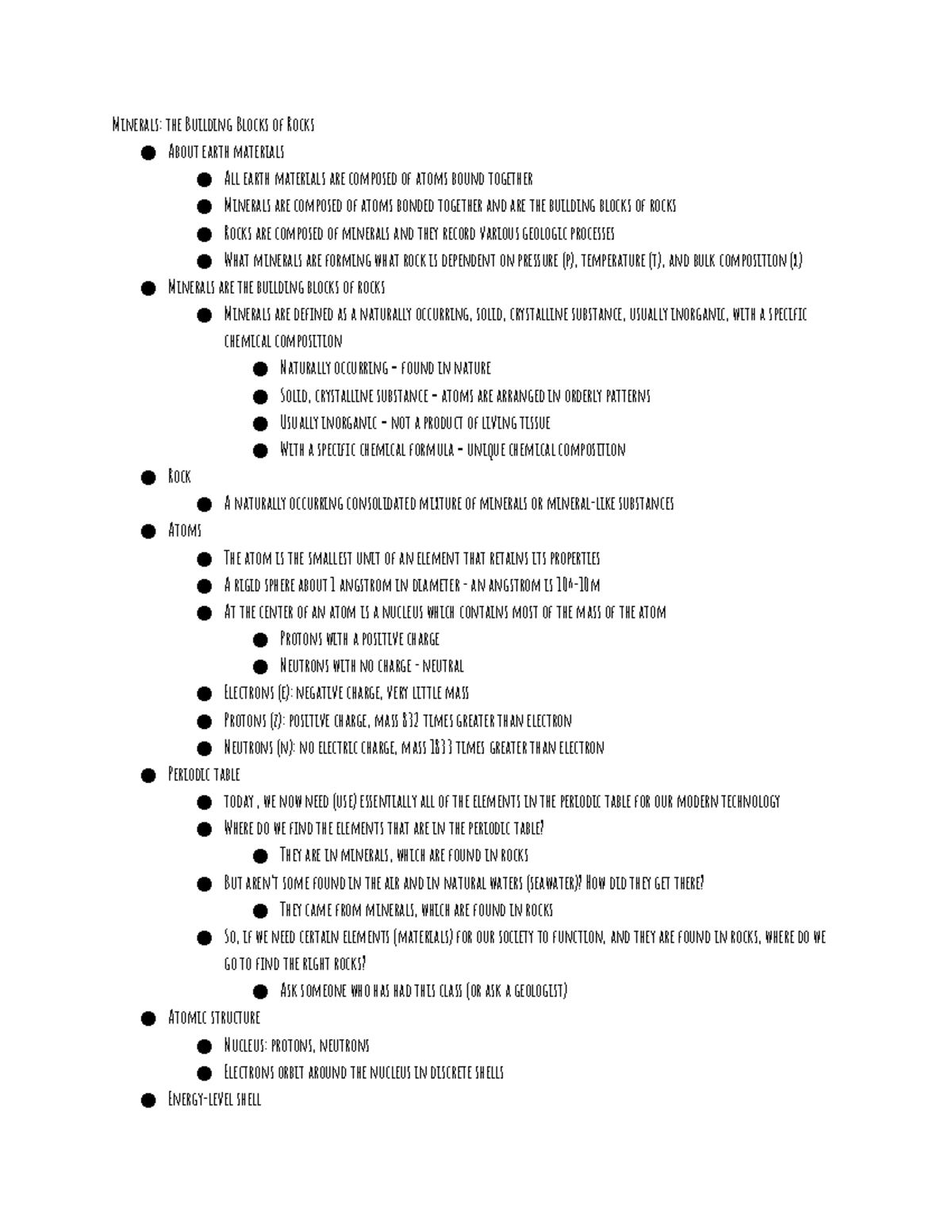 GLY2010C Chapter Summaries - Minerals: the Building Blocks of Rocks ...