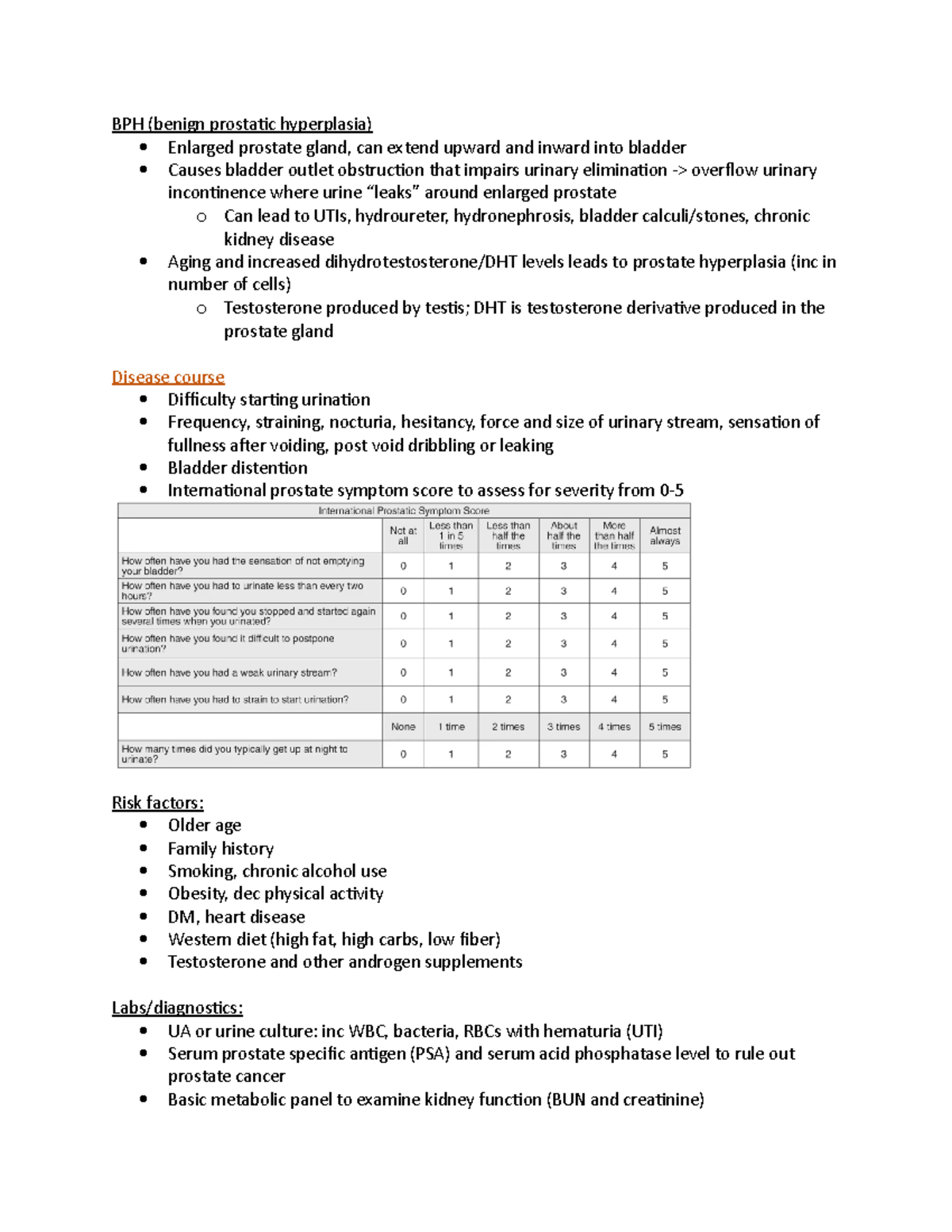 BPH - Summary of BPH chapter - BPH (benign prostatic hyperplasia ...