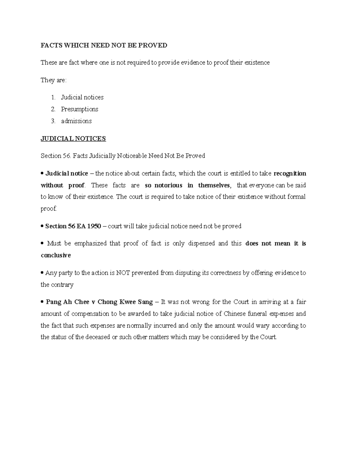 Facts Which NEED NOT BE Proved - FACTS WHICH NEED NOT BE PROVED These ...