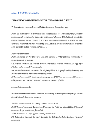 Level 1 DOS Commands_CS 142 - Level 1 DOS Commands : VIEW A LIST OF ...