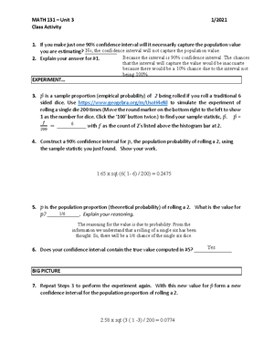Lab 1 - Lab 1 describes the statistical studies that are done routinely ...