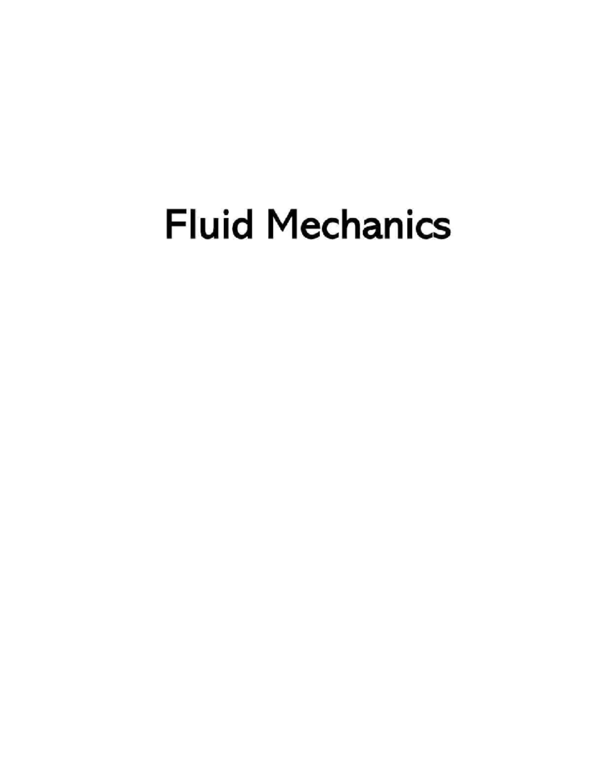 Introduction IN Fluid Mechanics - Studocu