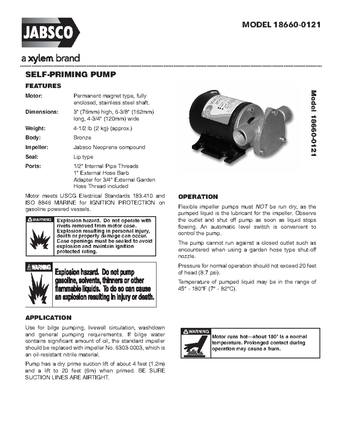 18660-technical-datasheet - OPERATION Flexible impeller pumps must NOT ...