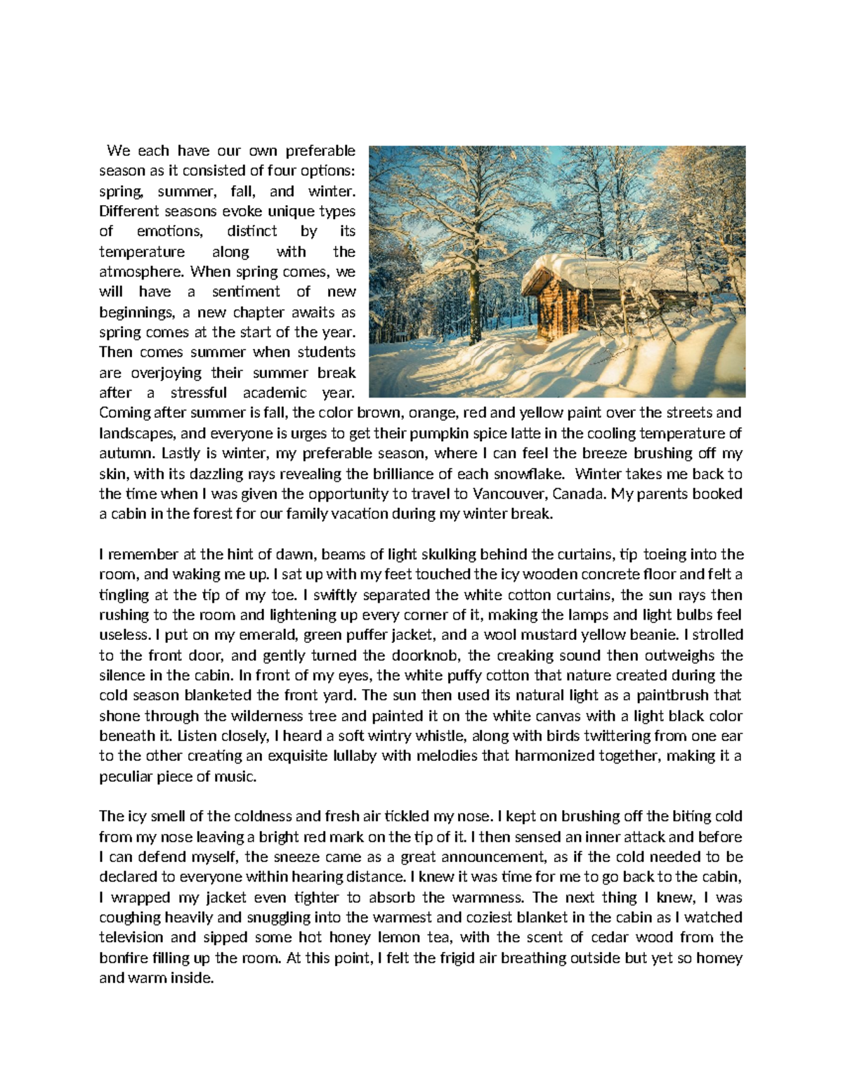 Foundation studies - exploring narrative descriptive DI - We each have ...