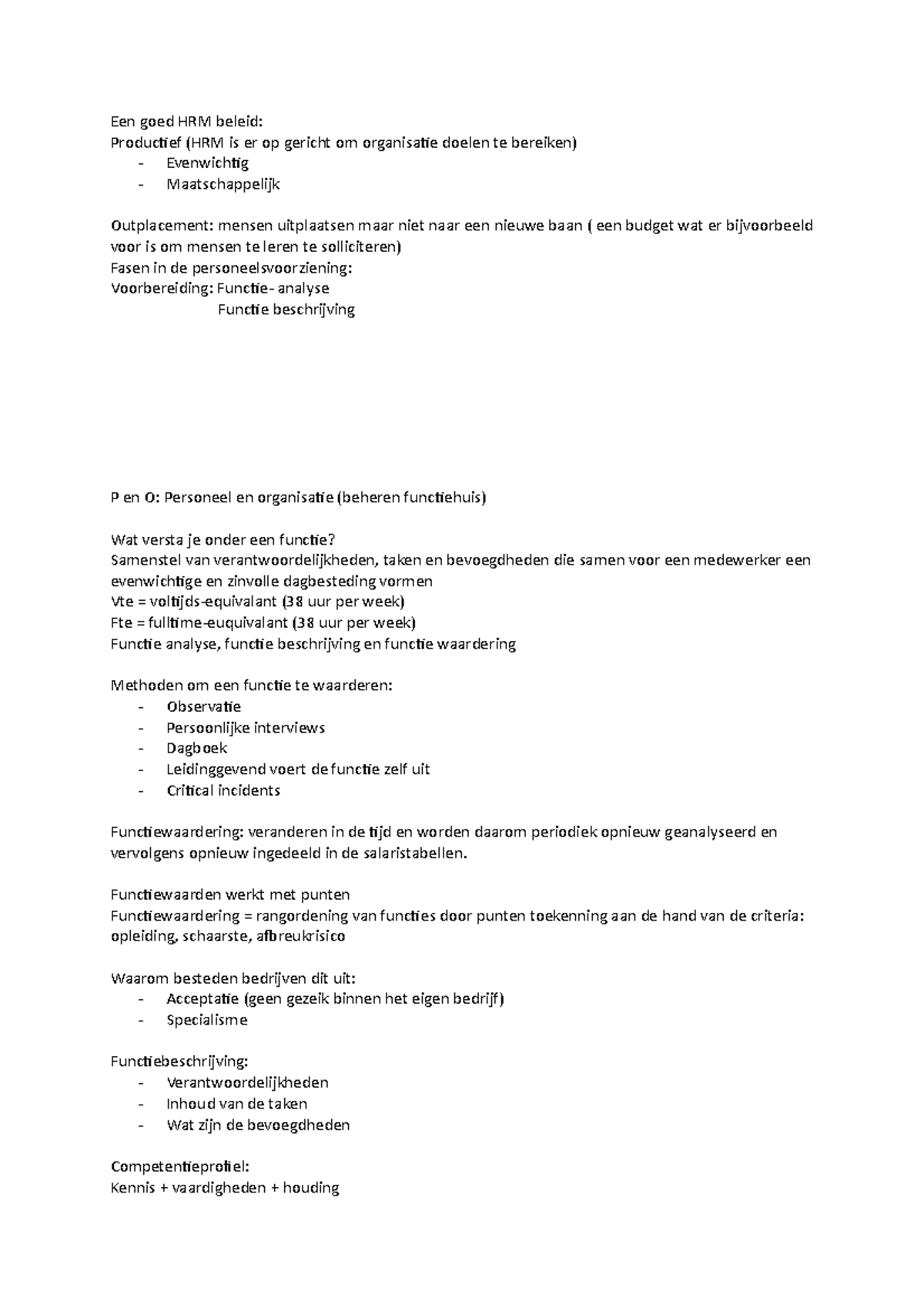 Hrm Samenvatting Een Goed Hrm Beleid Productief Hrm Is Er Op