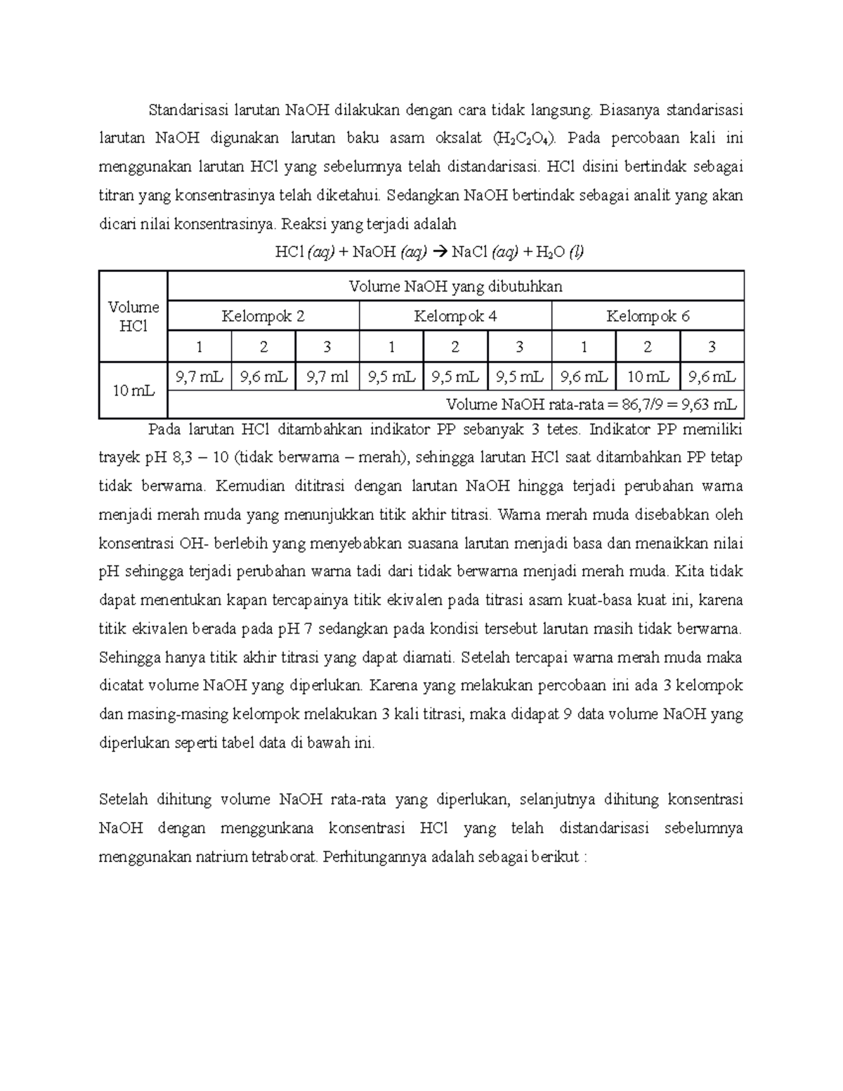 Analisis DKA Percobaan 8 no 3 dan 6 - Standarisasi larutan NaOH ...
