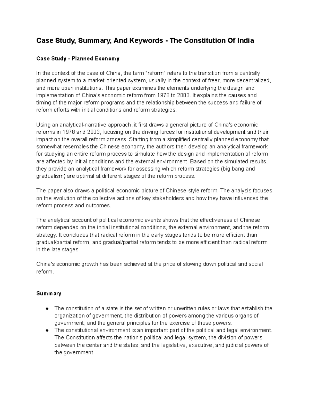 Case Study, Summary, And Keywords - The Constitution Of India - This ...