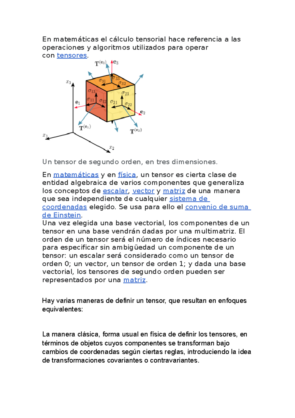 1.2 Operaciones de tensores - En matemáticas el cálculo tensorial hace ...