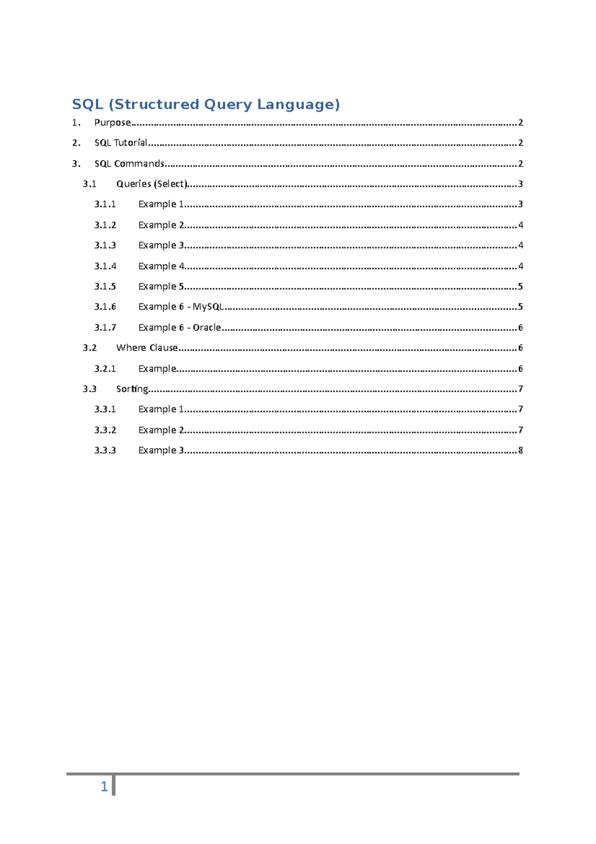 Database Development Unit 2 - SQL (Structured Query Language) - Studocu