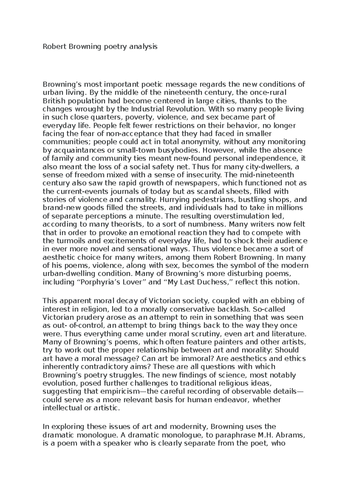 Robert Browning poetry analysis - Robert Browning poetry analysis ...