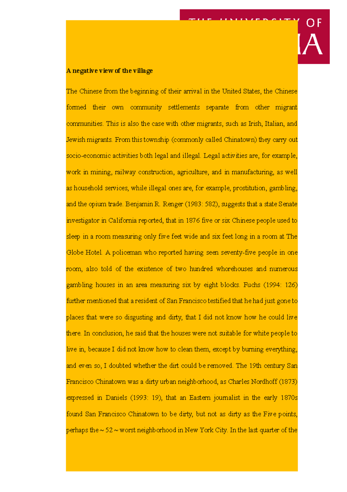 Study Documents History - A negative view of the village - A negative ...